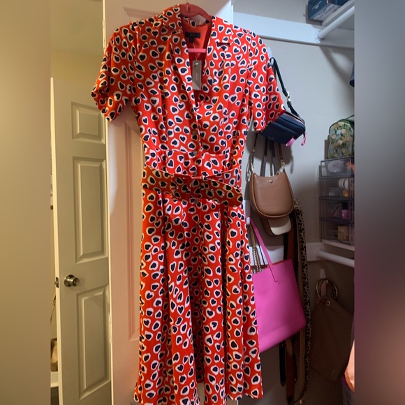 J. Crew | Dresses | J Crew Vintage Midi Style Heart Patterned Dress ...
